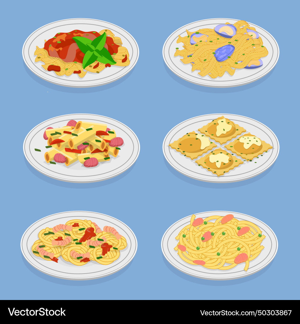 3d isometric flat set of traditional Royalty Free Vector