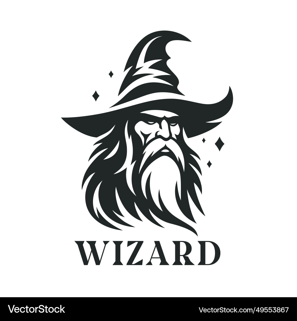 Bearded wizard logo Royalty Free Vector Image - VectorStock