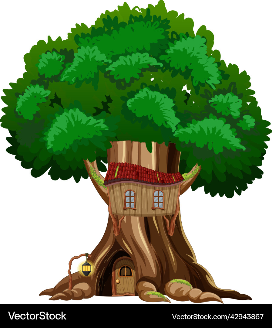 Großer Baum isoliert Cartoon Lizenzfreies Vektorbild