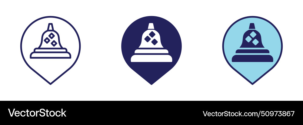 Budha temple pin icon - navigation set Royalty Free Vector