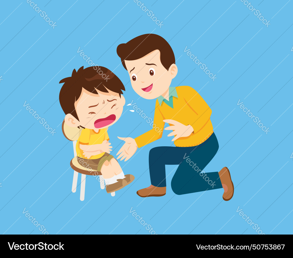 Comforting sad children with parent 2 Royalty Free Vector