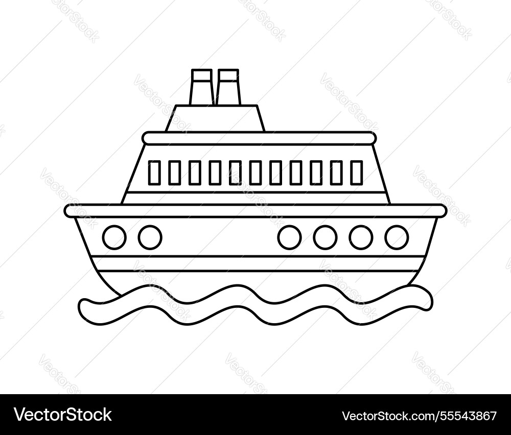 Cruise ship outline for coloring book template Vector Image