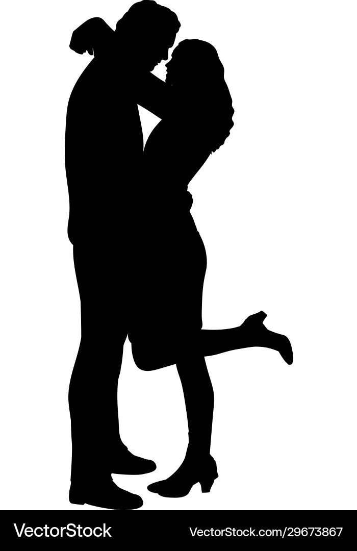 Silhouette cuddling man and woman Royalty Free Vector Image