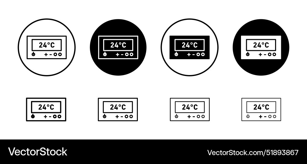 Thermostat icon set collection outline Royalty Free Vector