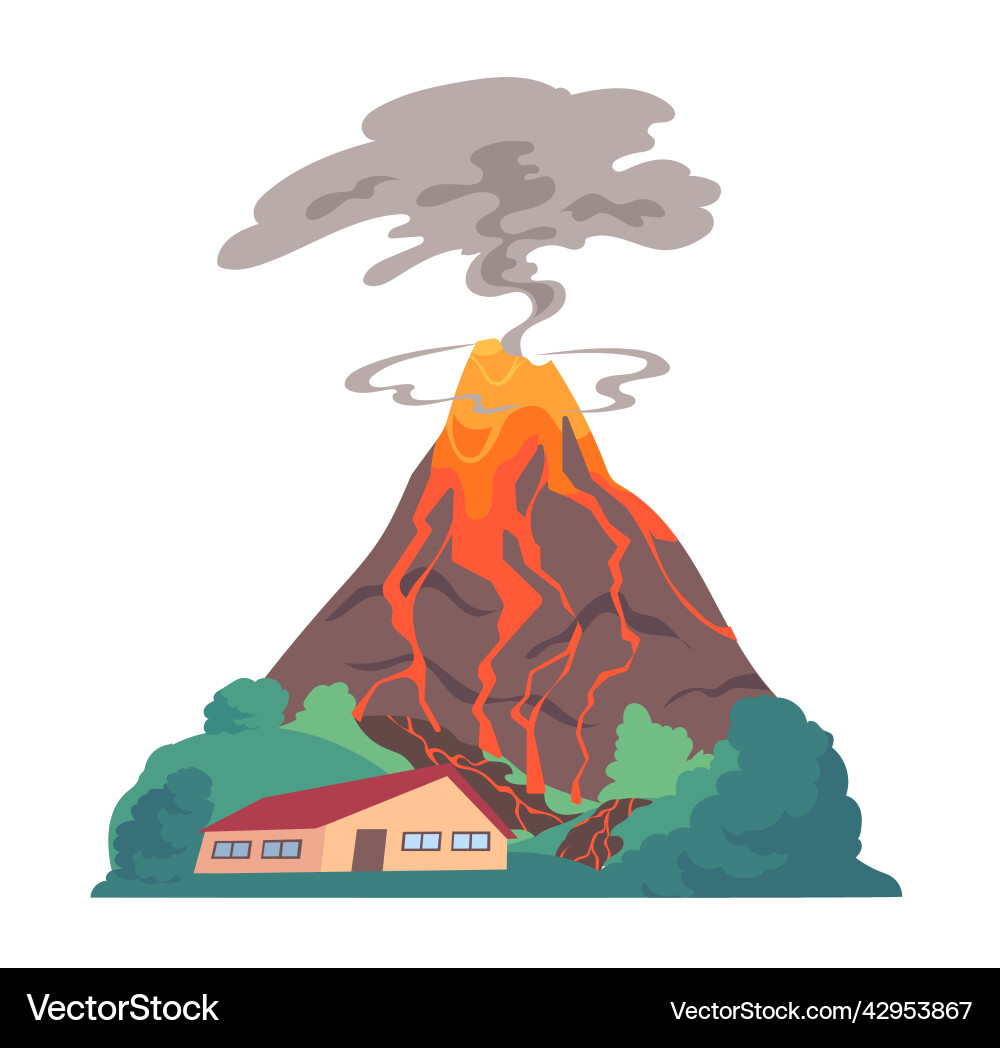Volcano eruption natural disaster elemental Vector Image