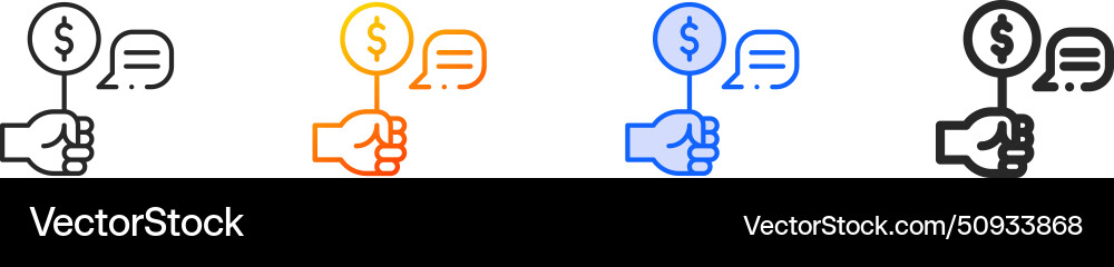 Bid iconthin linear gradient blue stroke and bold Vector Image