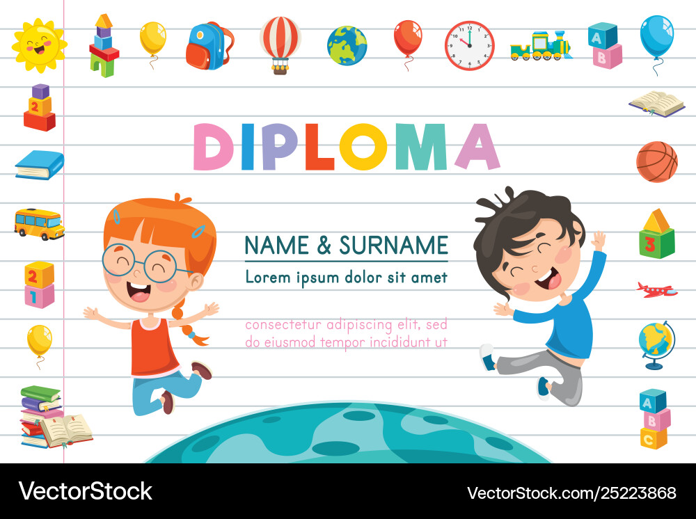 Children diploma Royalty Free Vector Image - VectorStock