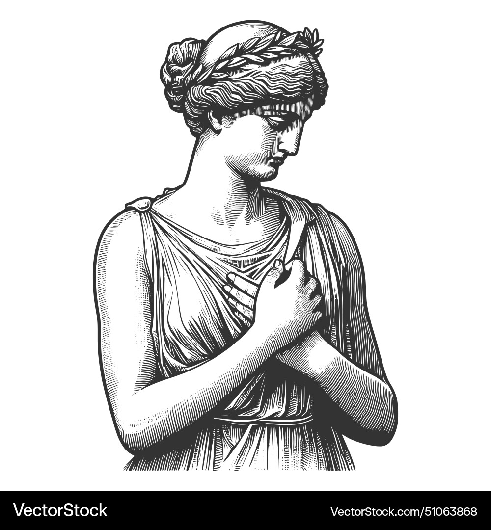 Classical greek goddess statue engraving Vector Image
