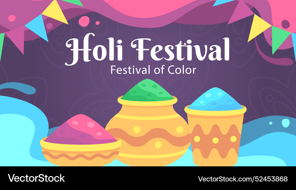 Flat holi youtube thumbnail Royalty Free Vector Image