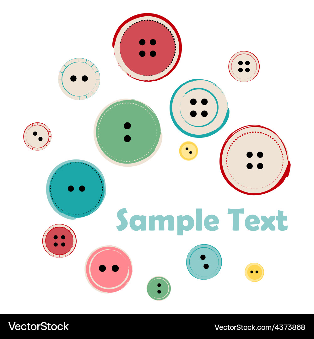 Group of sewing buttons with sample text Vector Image