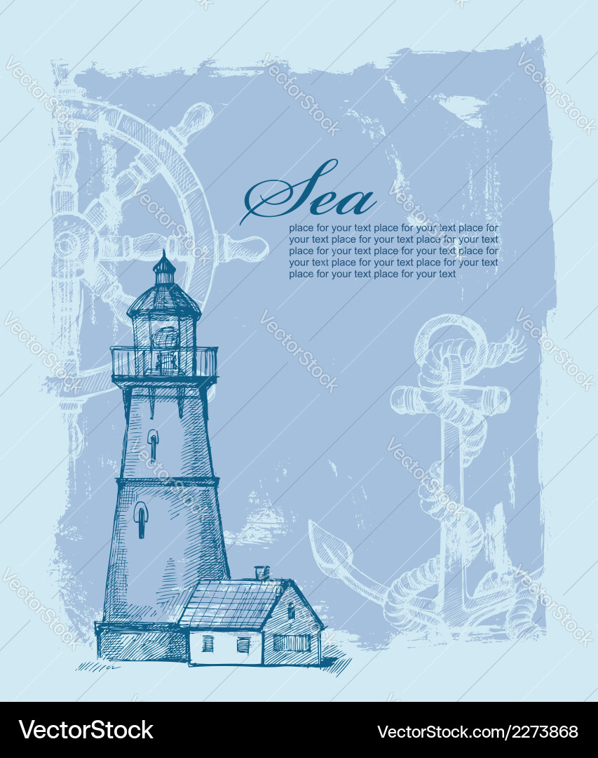 Hand drawn lighthouse Royalty Free Vector Image