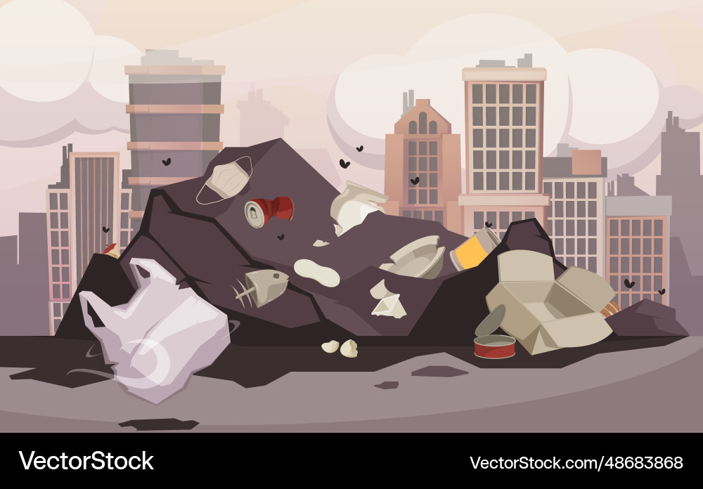 Landfill background horizontal mess of waste Vector Image