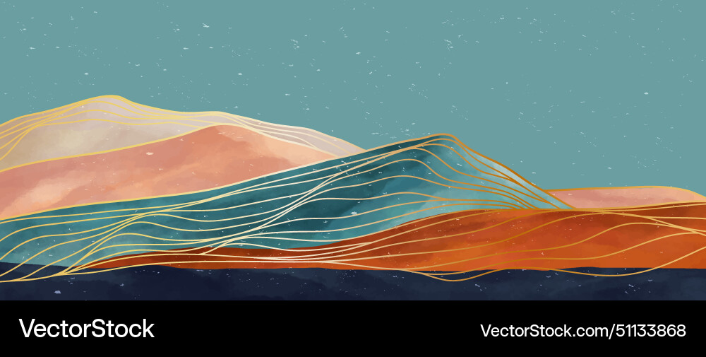 Natural abstract mountain landscape and line art Vector Image