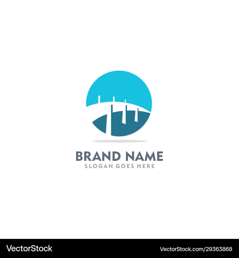 Round bridge building logo Royalty Free Vector Image