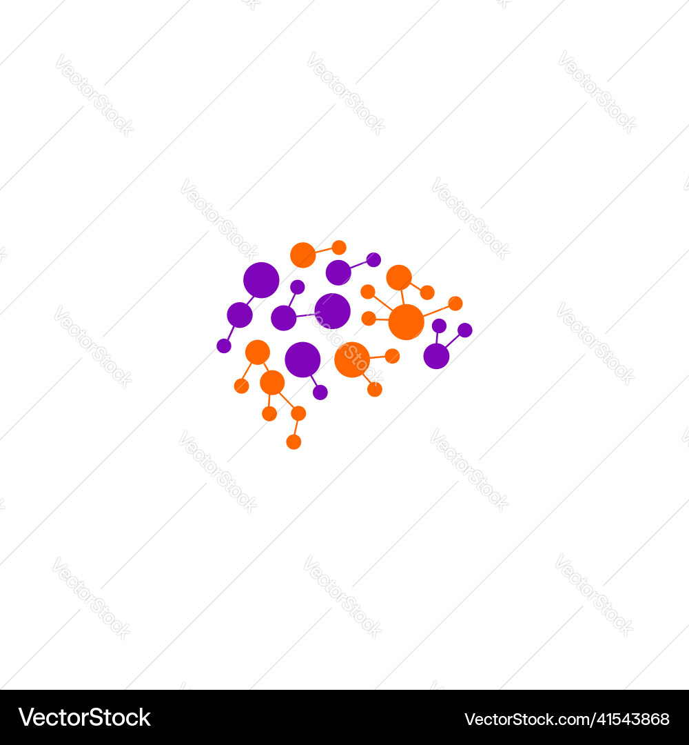 Round connection science brain logo Royalty Free Vector