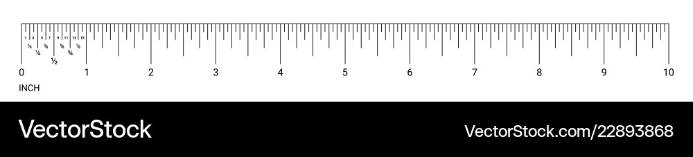Ruler inch measurement numbers scale Royalty Free Vector