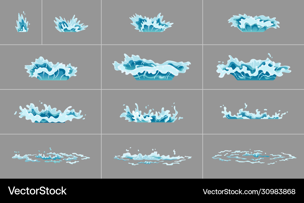 Sprite water splash animation shock waves Vector Image