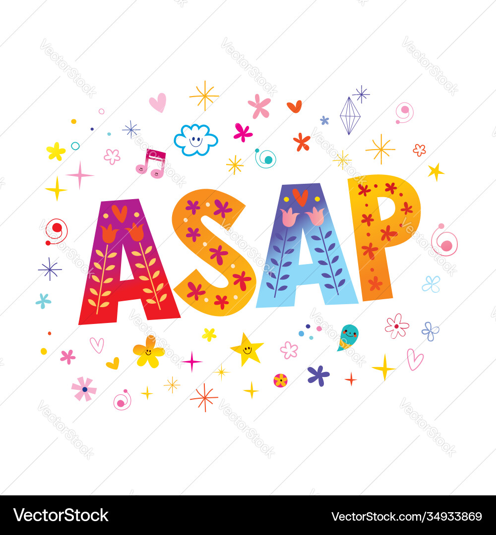 Asap as soon possible Royalty Free Vector Image