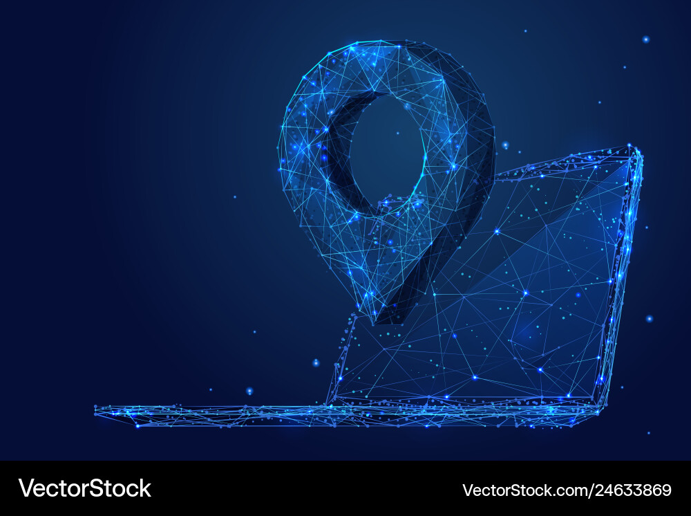 Blue GPS Pin on Laptop Royalty Free Vector Image