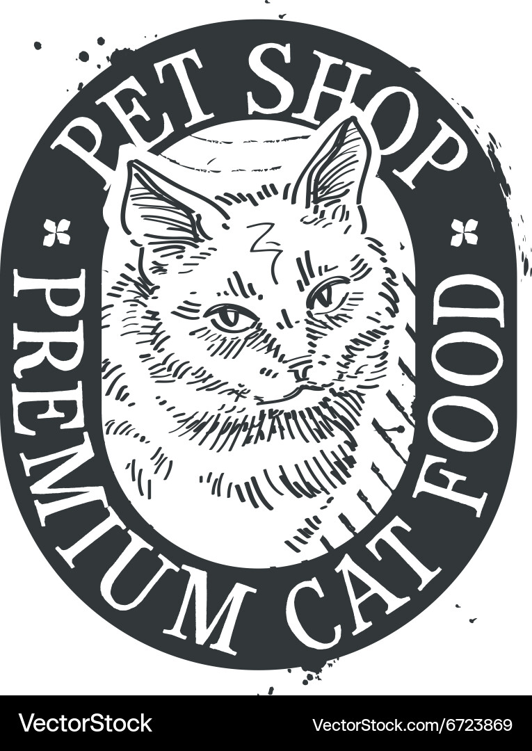 Cat food logo design template kitten Royalty Free Vector