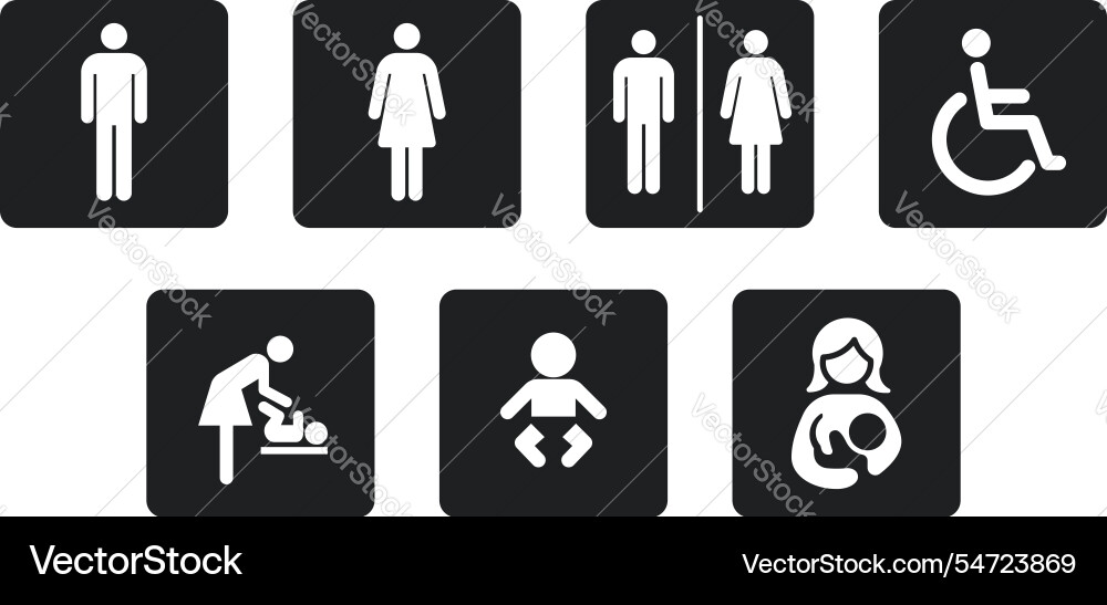Common restroom symbol set Royalty Free Vector Image