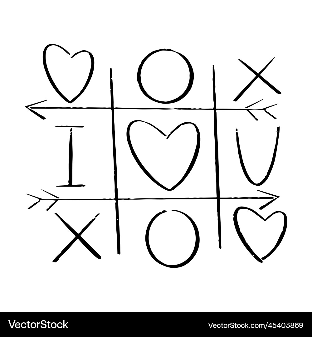 Cute Doodle Tic Tac Toe Game Royalty Free Vector Image