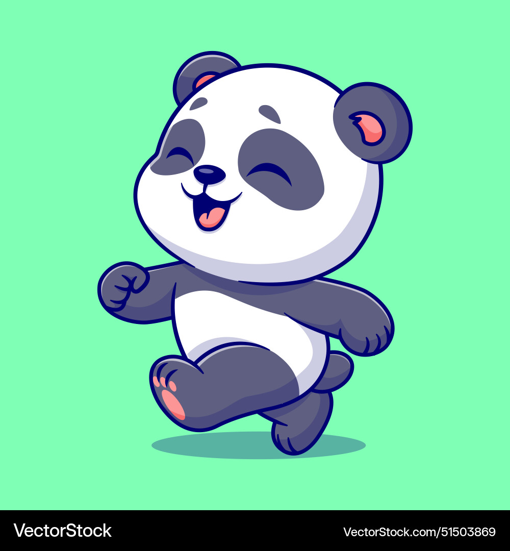 Cute panda walking cartoon icon Royalty Free Vector Image