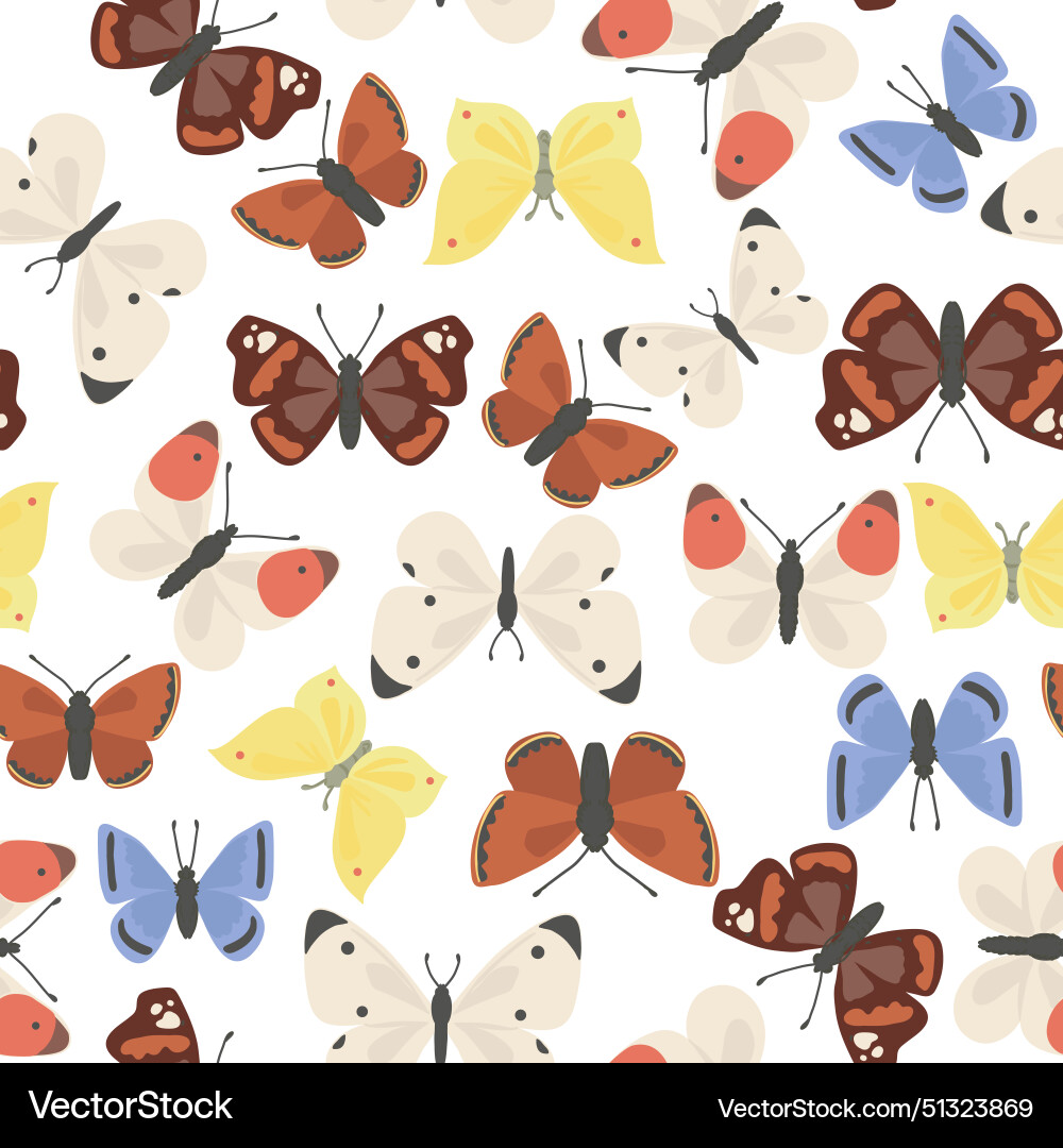 Drawing seamless pattern with butterflies Vector Image