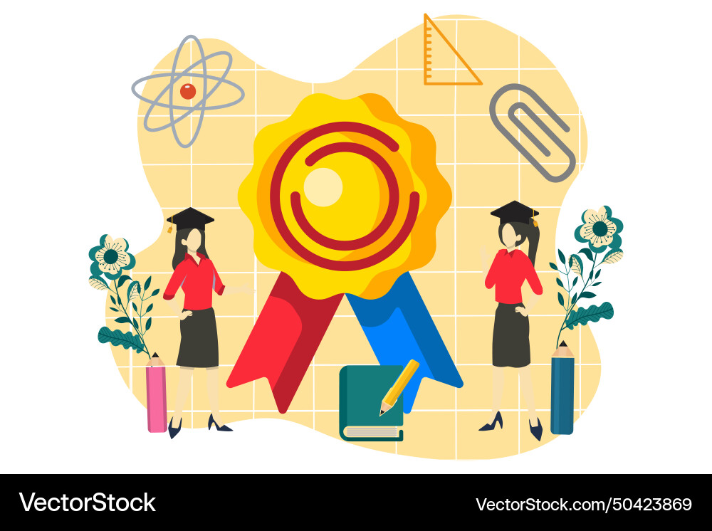Graduation party flat design Royalty Free Vector Image
