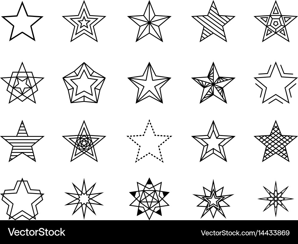 Linear stars set Royalty Free Vector Image - VectorStock