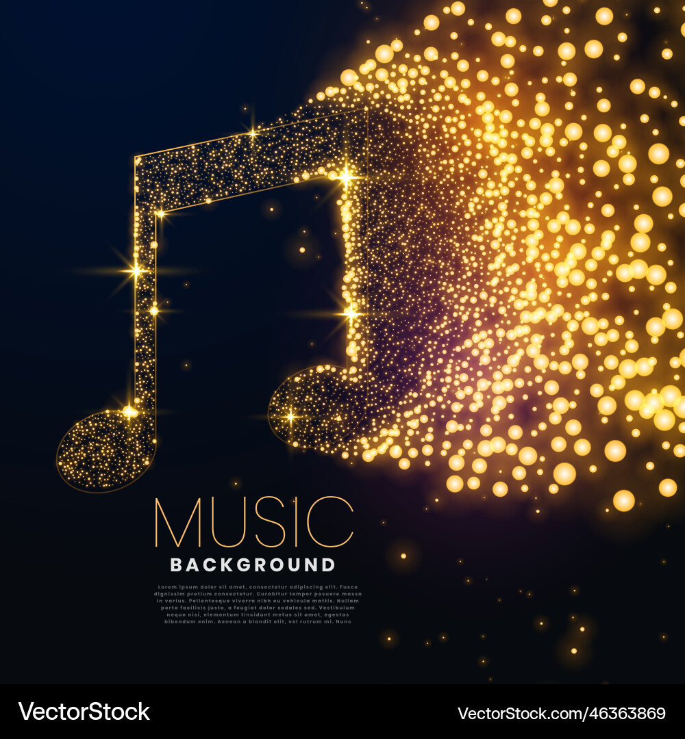 Music note made with glowing particles background Vector Image