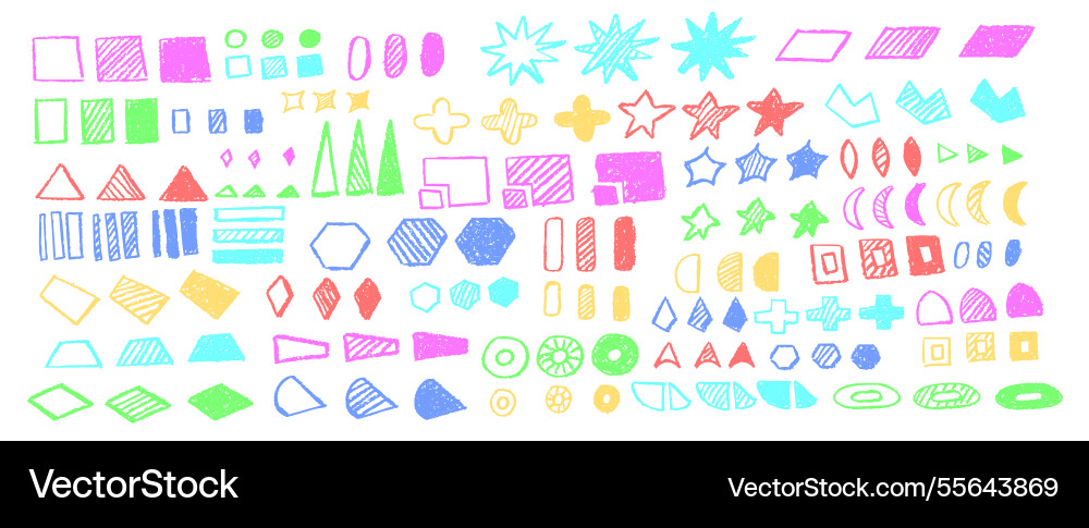 Set of abstract geometric basic shapes drawn Vector Image