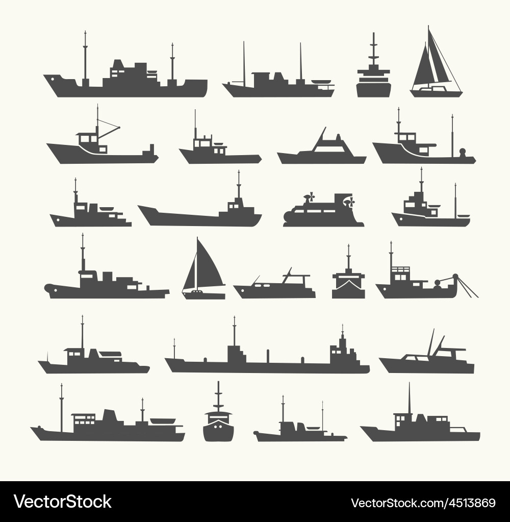 Ships set Royalty Free Vector Image - VectorStock