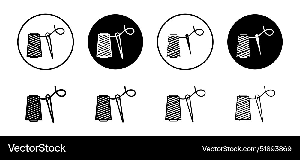 Thread needle icon set collection Royalty Free Vector Image