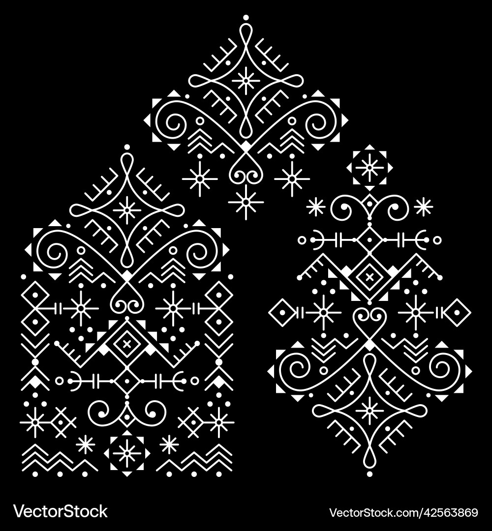 Tribal line art pattern set Royalty Free Vector Image