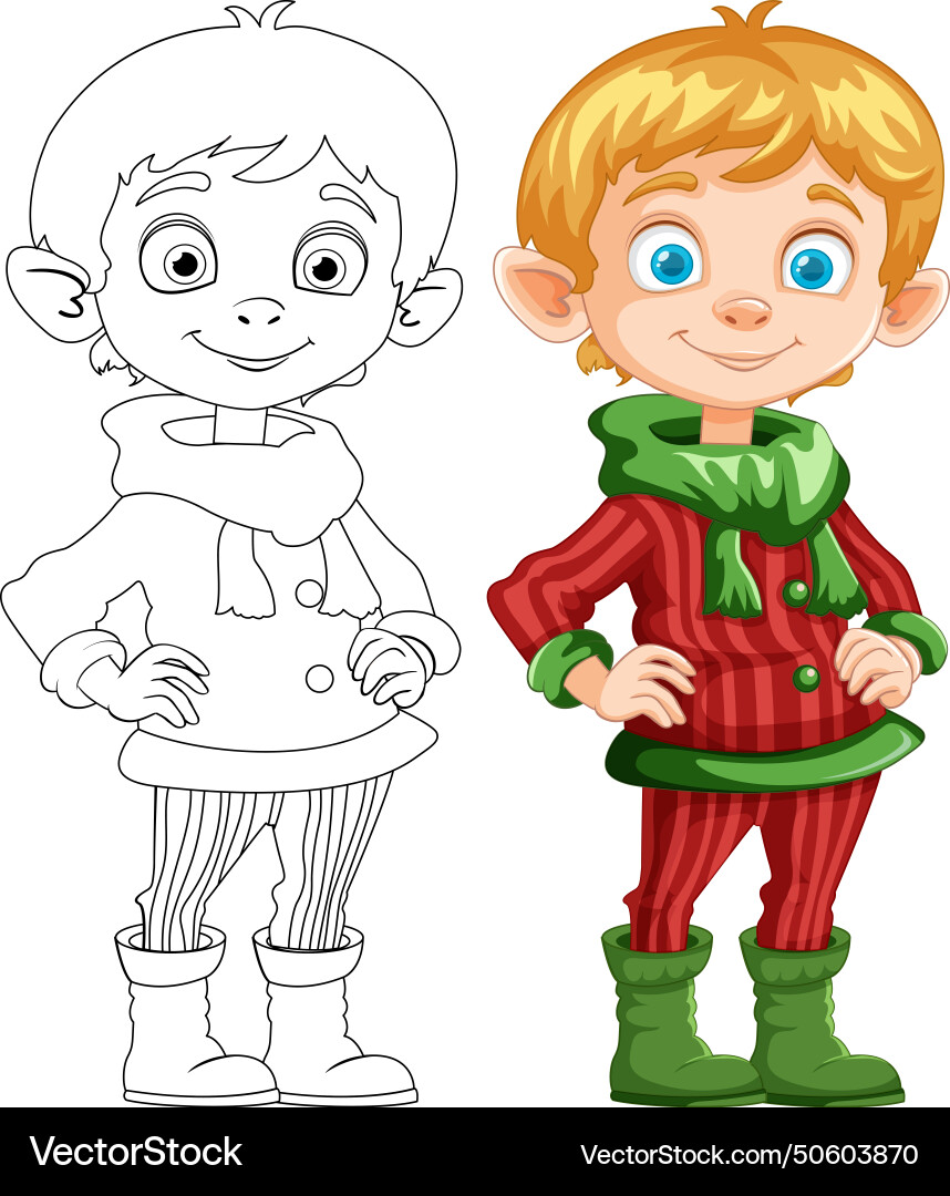 An elf colored and outlined Royalty Free Vector Image