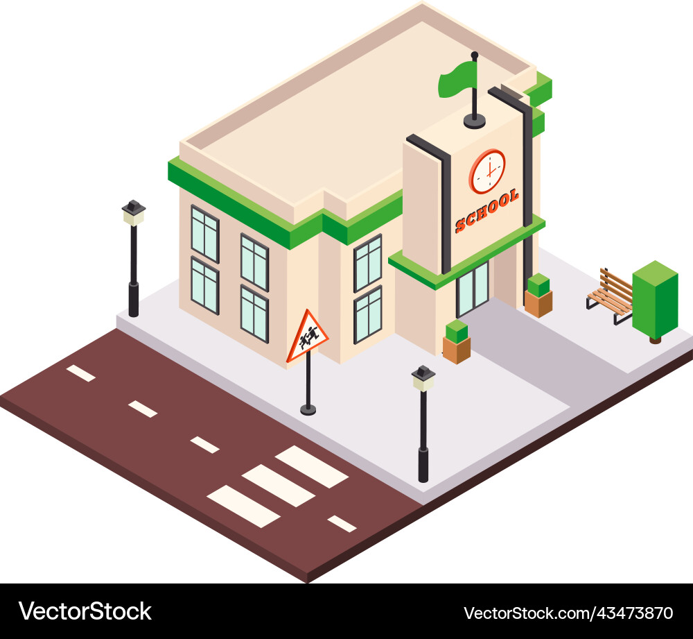 City school building composition Royalty Free Vector Image