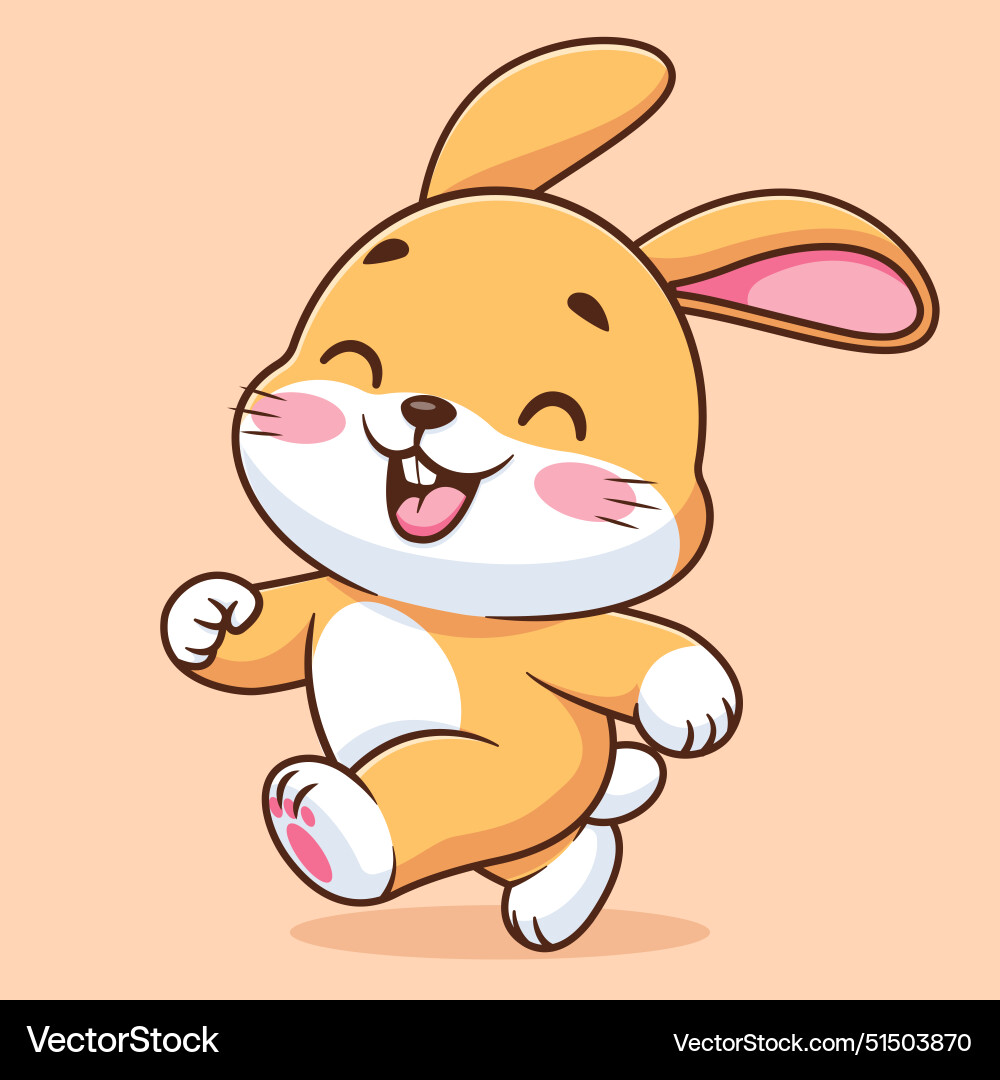 Cute rabbit walking cartoon icon Royalty Free Vector Image