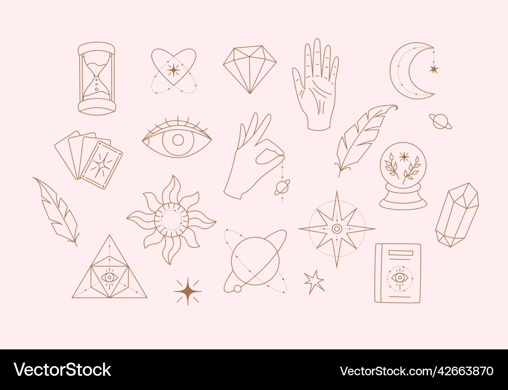 Esoteric elements collection magic icons Vector Image
