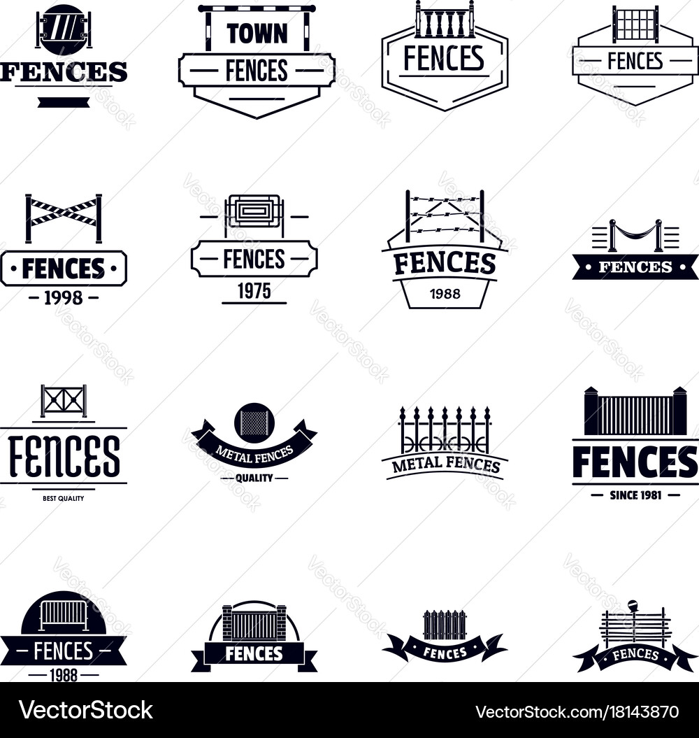 Fencing logo icons set simple style Royalty Free Vector