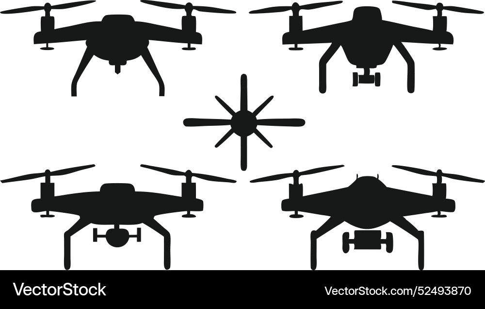 Flying drone silhouette 7 Royalty Free Vector Image