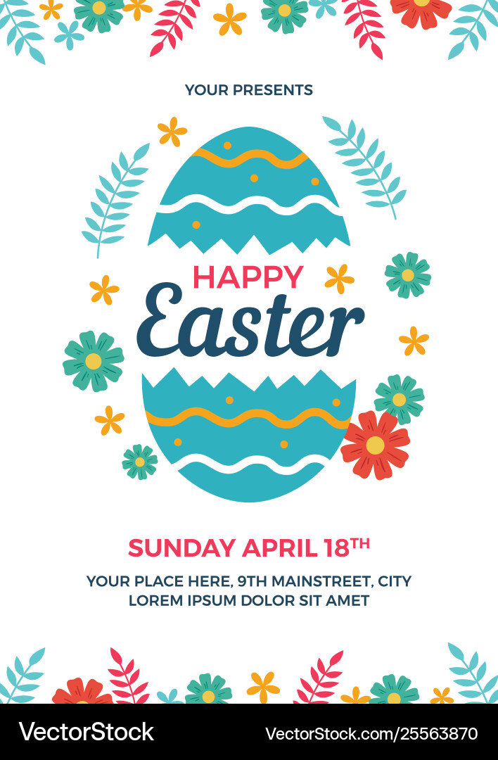 Happy easter flyer template Royalty Free Vector Image