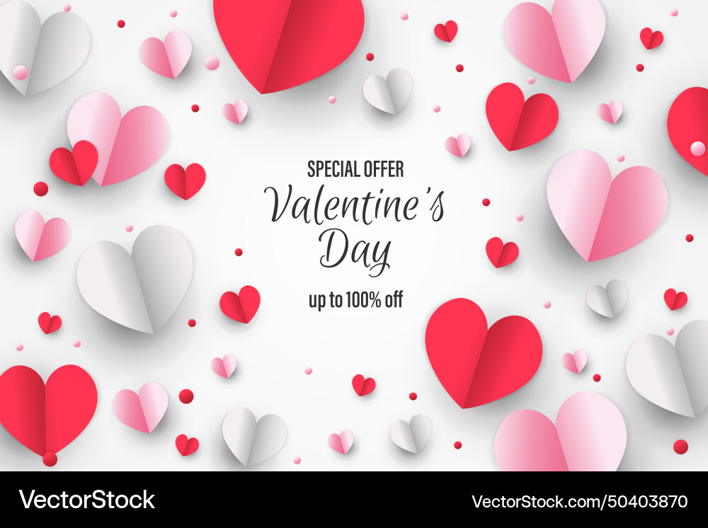 Happy valentines day background with paper cut Vector Image