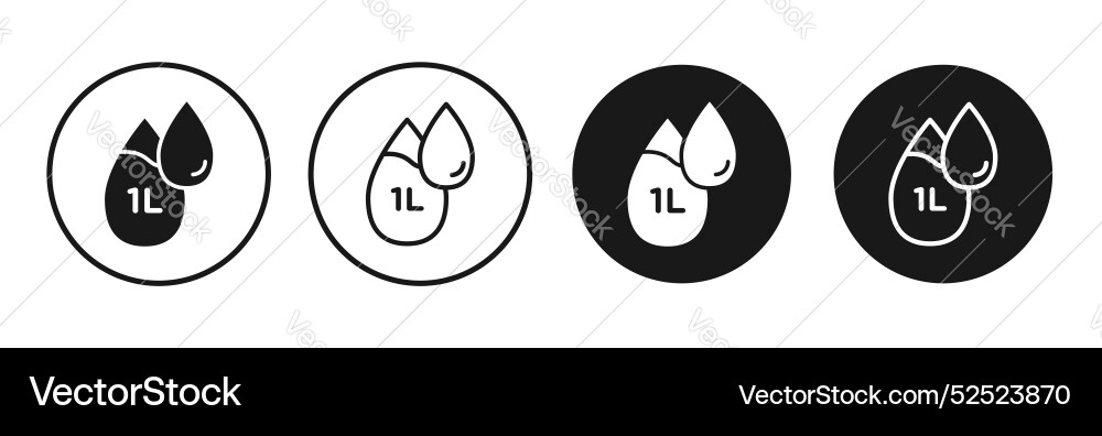 Liter icon set black filled and outlined style Vector Image