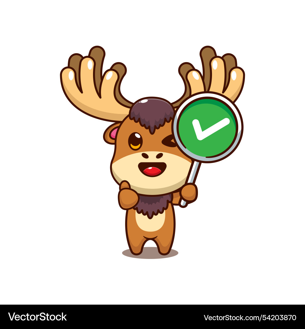 Moose mit korrektem Zeichen Maskottchencharakter Vektorbild