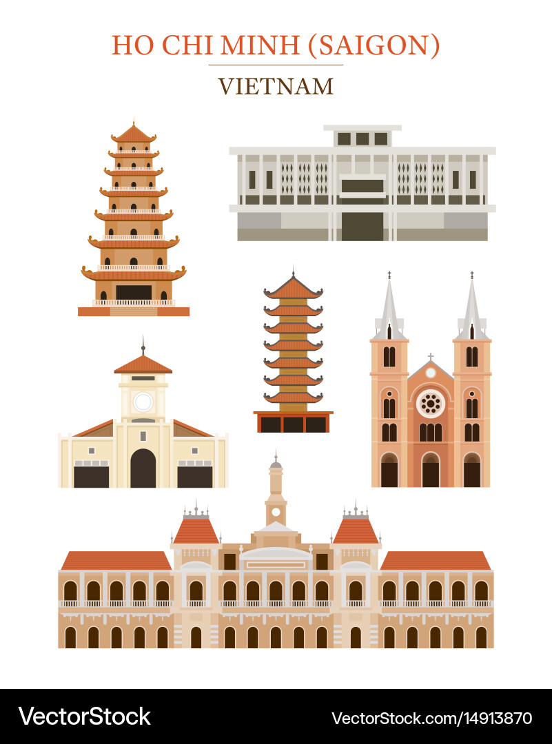 Saigon vietnam landmarks architecture building Vector Image