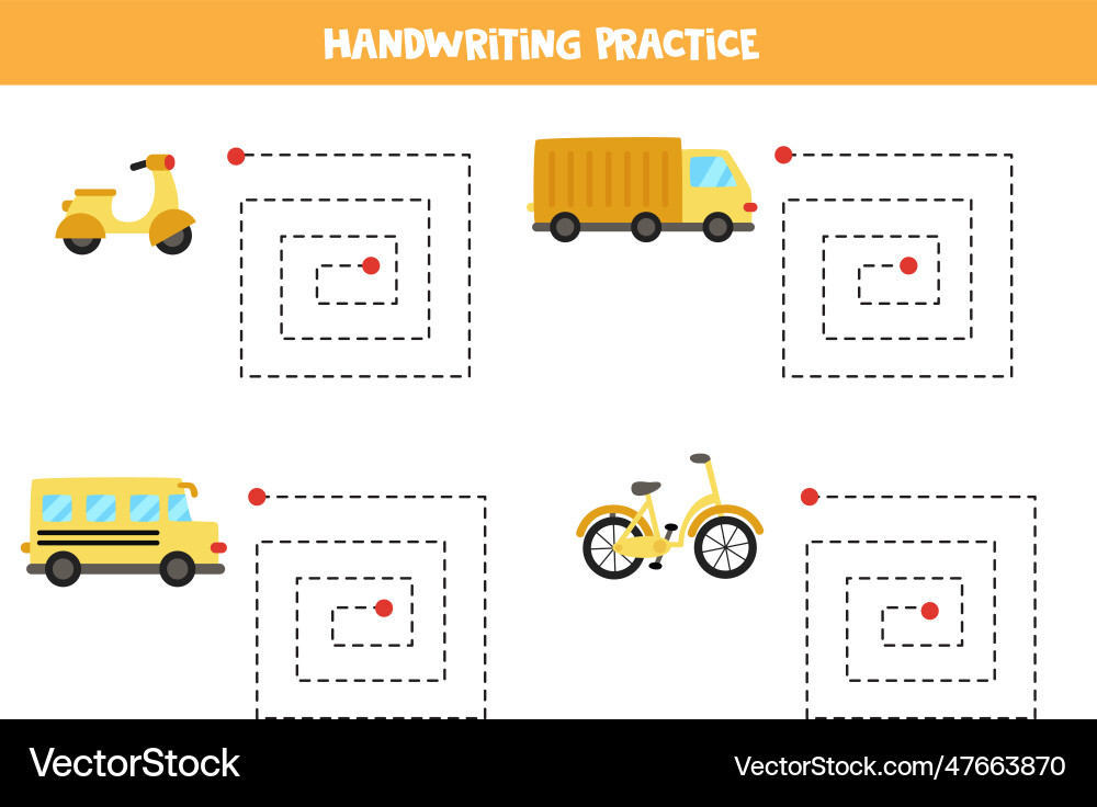 Tracing lines for kids transportation means Vector Image