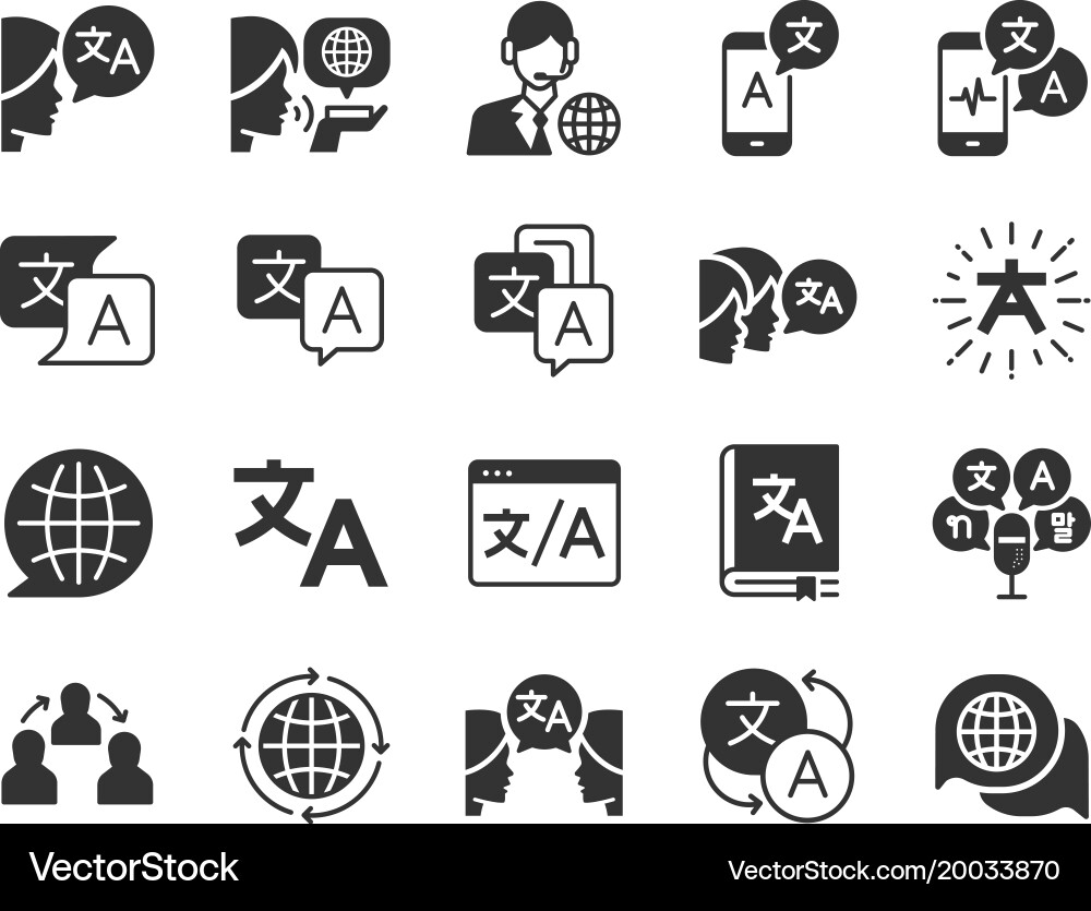Translation icon set Royalty Free Vector Image
