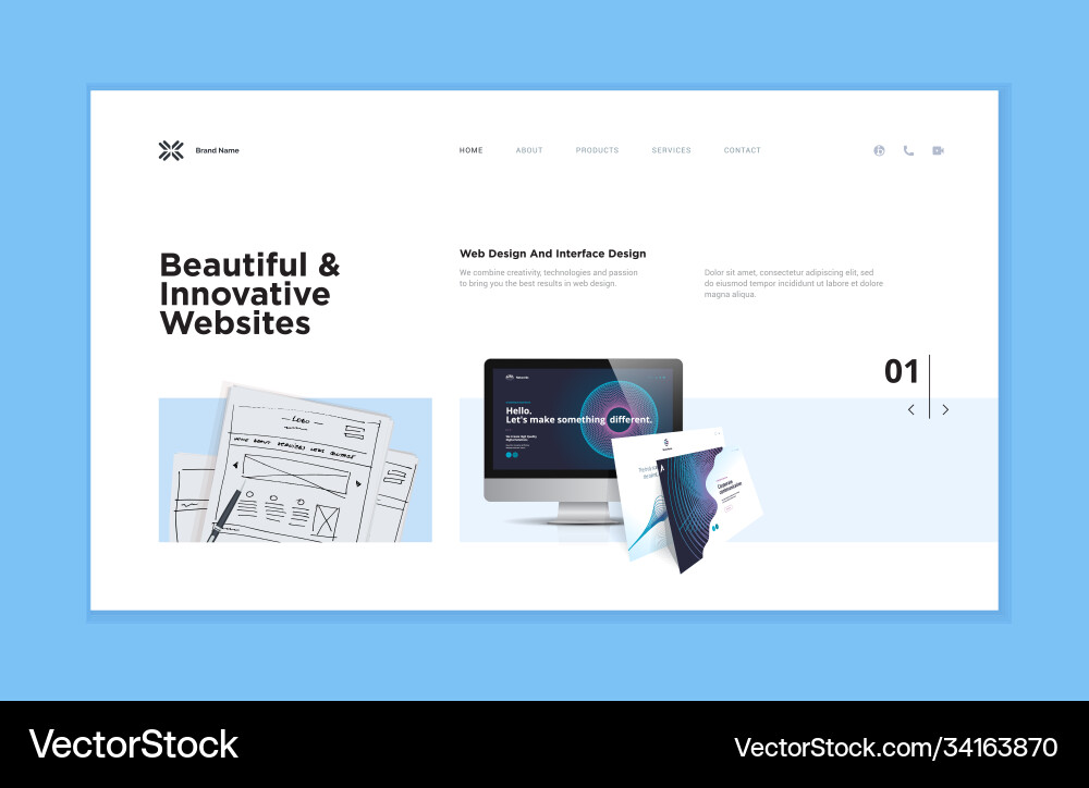 Website template design Royalty Free Vector Image