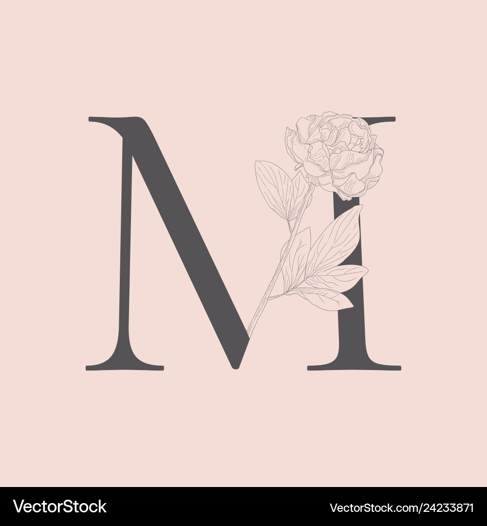 Blooming floral initial m monogram and logo Vector Image